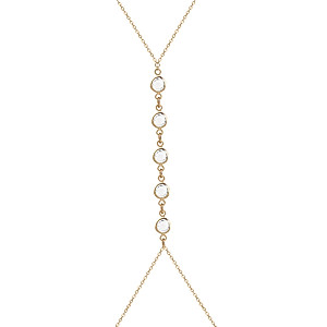 Gold Body Necklace for Women, Sexy Bikini Chain Body Necklace,(Clear Crystal）