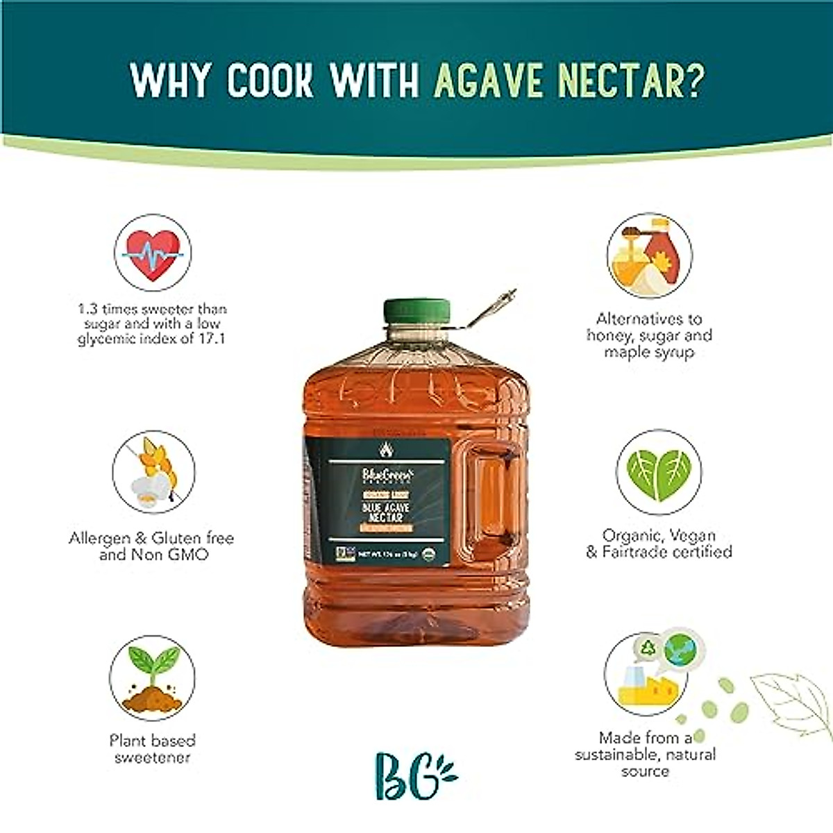 Blue Green Agave Organic Nectar, Light Blue, 176 Ounce