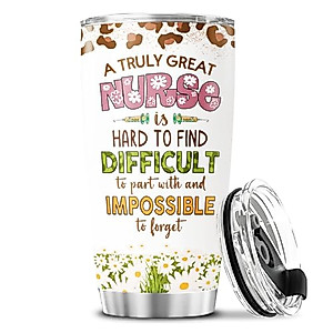 HUBUPU Nurse Gifts, Tumbler 20 Oz With Lid And Straw, A Truly Nurse, Tumblers Nurses Coffee Cups Week For Nursing Women School