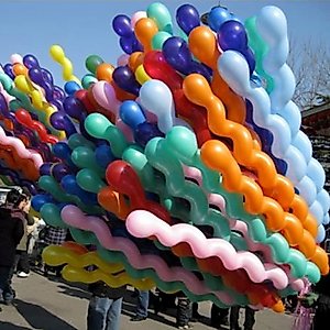 Vktech 100 x Helium Latex Spiral Balloons Birthday Festival Party Decoration Mix Colors