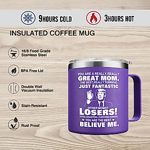 Abledn Christmas Gifts for Mom, Women, Wife - You're A Really Great Mom Coffee Mug - Christmas Gifts for Mom Women Wife, Mother Birthday Gifts for Mom from Daughter Son (14OZ Purple)