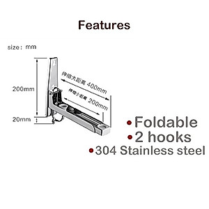Disscool Microwave Oven Wall Mount Shelf with Removable Hooks,Stainless Steel Microwave Oven Rack Holder Adjustable (Silver, Stainless Steel)