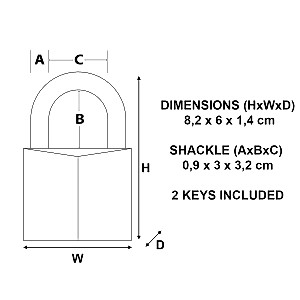 Master Lock 160EURD Key Padlock with Brass Body, Gold, 8,2 x 6 x 1,4 cm