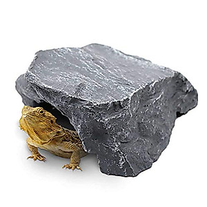 MACGOAL Reptile Rock Hideout Reptile Rock Hide Cave Reptile Hide Away Turtle Hideout for Gecko Bearded Dragon Small Tortoise Lizards Fish Amphibians