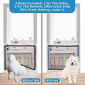 Wide Gate Magic Gate for Dogs, Indoor Outdoor Retractable Large Dog Gate, Extra Wide Expandable Folding Mesh Pet Gate for Stairs,Doors Safety Mesh Dog Gate Adjustable 3 Sizes(82.6"/47.2"/35.4"x28.2")