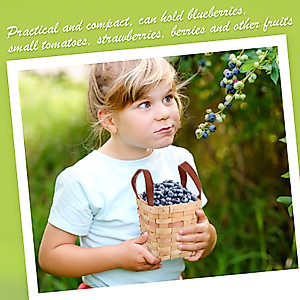 Rtteri 6 Pcs 4.5x4.5x4 In Small Wicker Baskets Woodchip Baskets with Handles Wood Woven Easter Empty Wicker Baskets for Gifts Small Square Basket Storage Organizing Pantry Party Container(Yellow)