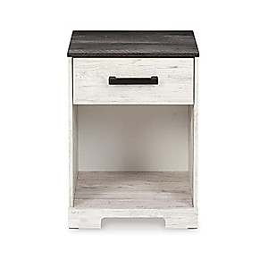 Signature Design by Ashley Shawburn Farmhouse 1 Drawer Night Stand, White & Gray
