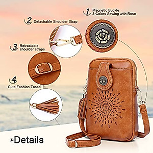 APHISON Mini Cell Phone Purse, Vegan Leather Small Crossbody Bags for Women, Lightweight Cute Purses for teen girls with Tassel