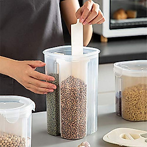 AIKENR Airtight Food Storage Container, Clear Kitchen Cereal Storage Containers with Airtight Food Lids and Compartments Ideal for Cereal Candy Snacks, 3L