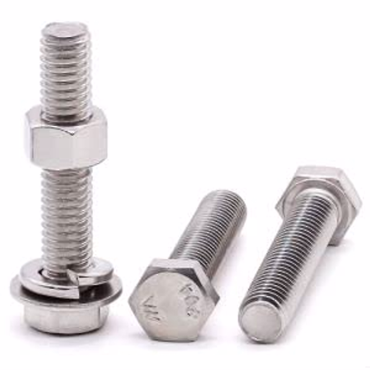 10 Sets Glvaner 5/16-18 x 2" Stainless Steel Hex Head Screws Bolts, Nuts, Flat & Lock Washers, 18-8 (304) Stainless Steel, Full Thread, Coarse Thread