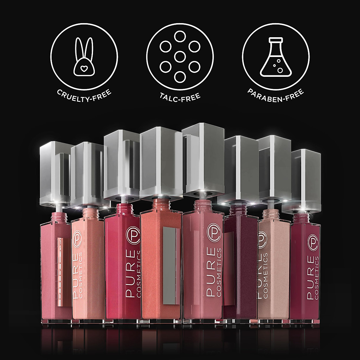 Pure Cosmetics Pure Illumination Lip Gloss - LED-lit Applicator w/Side Mirror - Non-Sticky, Moisturizing & Hydrating Lip Glosses - Soothes & Protects Dry Chapped Lips (Wine Berry)