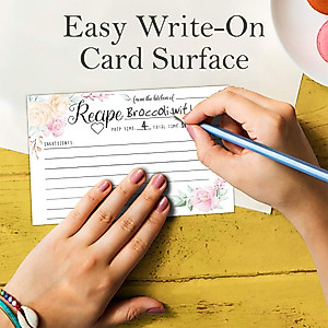 Recipe Cards - Set of 50 - Blank Bridal Shower Recipe Cards Stationery - Simple Floral Print, Write Ingredients and Directions, Great Family and Friends Supplies, 4x6 Recipe Cards for Bridal Shower