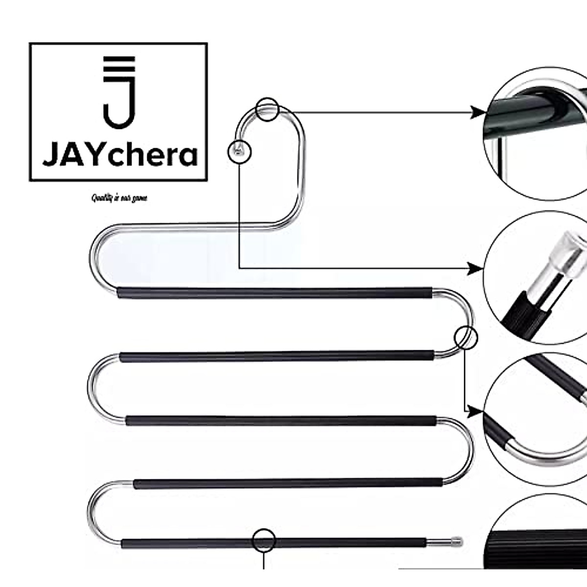 3 Packs Pants Hanger S-Shaped S-Type Space Saving Pants Non-Slip Hangers Trouser Hangers Stainless Steel Multi Layer Multifunctional Pant Hangers Closet Storage for Jeans Shirts for Scarfs Ties