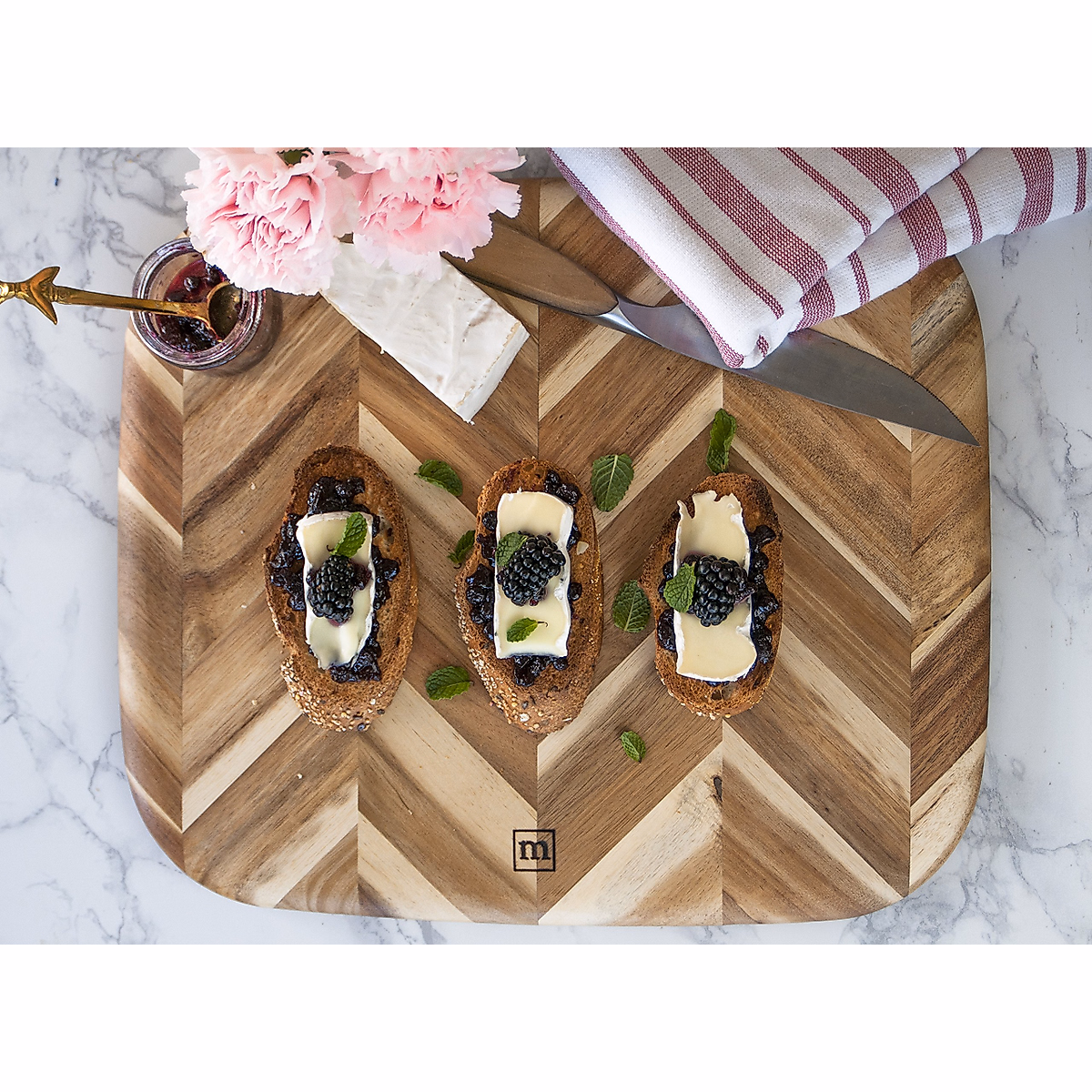 Madeira Acacia Herringbone Cutting Board, 12.5" x 14.5"