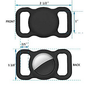 Airtag Dog Collar Holder(2 Pack) for Apple Airtag Dog Tracker Holder Anti-Lost Silicone Air Tag Holder Case Compatible with Cat Dog Collars (2xBlack)
