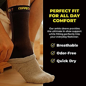 CopperJoint Arch Support for Plantar Fasciitis Relief - Ankle Compression Sleeve for Foot Pain Relief and Achilles Tendon Support - Breathable Copper Infused Nylon (Medium)