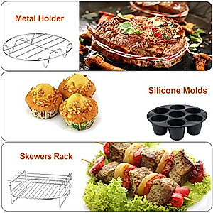 Air Fryer Accessories for COSORI Ninja Gourmia Dash Power XL 3.6 4.2 5.8QT Air Fryer, 12 PCS Air Fryer Accessory with Oven Cake Pan Pizza Pan Air Fryer Liner