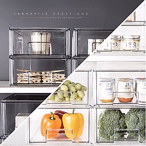 BINO | Stackable Storage Drawer | THE CRATE COLLECTION | Clear Storage Bins with Drawers for Pantry Shelf Organization and Storage | Fridge Organizer | Stackable Storage Bins for Organization | Large