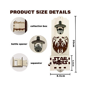 Bottle Openers Abrebotellas Beer Opener for Wall Mount Decoration or Decor for Men Gift Cool Gadgets from Bar,Family Dinner (Star W)
