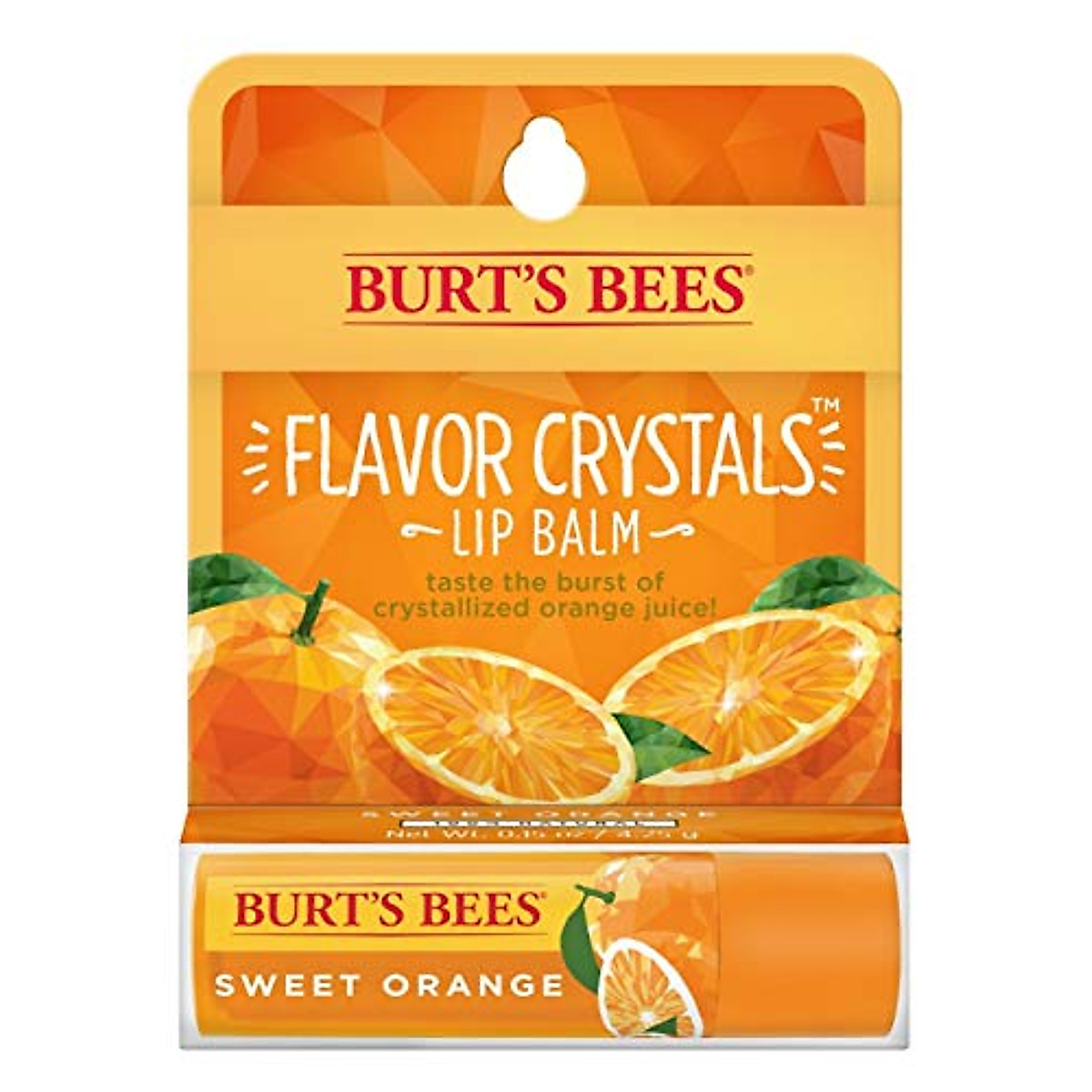 Burt's Bees Flavor Crystals 100% Natural Lip Balm, Sweet Orange with Beeswax & Fruit Extracts - 1 Tube