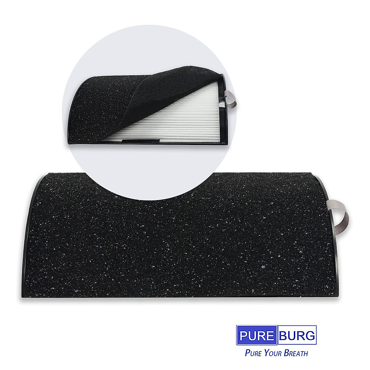 PUREBURG Replacement Filter Set Compatible with Hunter HPF500 Tower Air Purifier, 2-Pack H13 HEPA + 8 Activated Carbon Pre-Filters Air Clean Dust VOCs