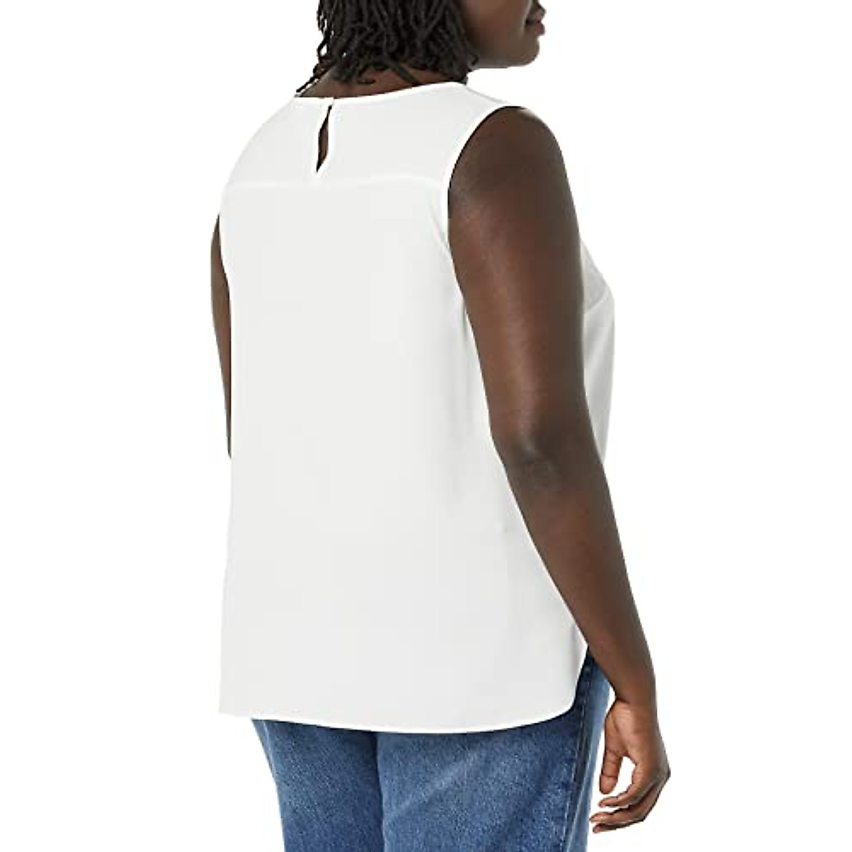 Amazon Essentials Women's Regular-Fit Sleeveless Layering Tank Top Crew Neck, Ivory, Large