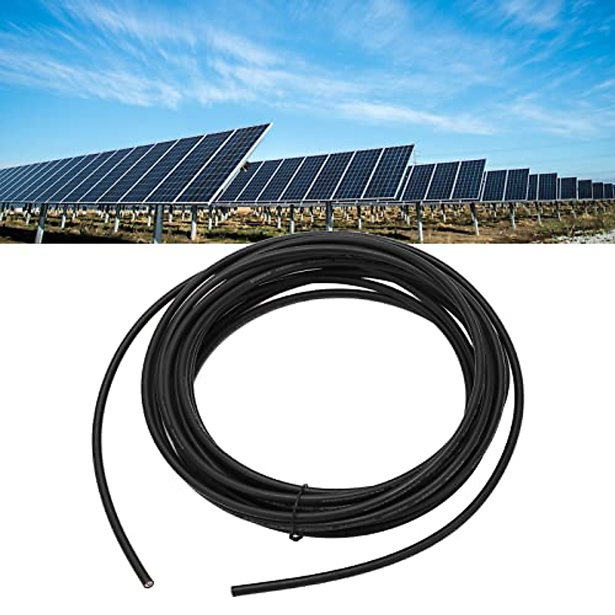Solar Extension Cable, Low Resistance Solar Panel Wire Energy Saving Resistant Protective for Industry (Black 6mm² 10m)
