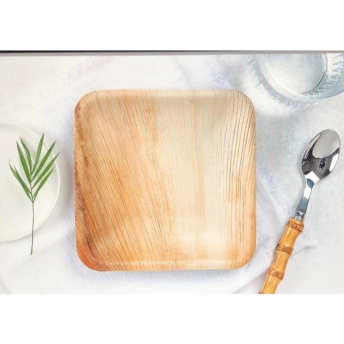 Palm Leaf Plates - Compostable and Grease Resistant 6 Inch Square Plates - Eco Friendly Plate is 100% Natural, Sturdy & Microwave Safe - Disposable & Biodegradable Wood Alternative to Bamboo Plates