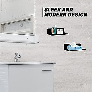 2 Pack - Acrylic Floating Wall Shelves | Great for Bedroom, Kitchen, Office or Bathroom | Great Bedside Shelf for Phone | No Drill or Tools Required