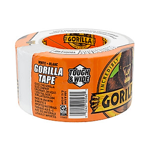 Gorilla Tough & Wide Duct Tape, 2.88" x 25 yd, White, (Pack of 1)