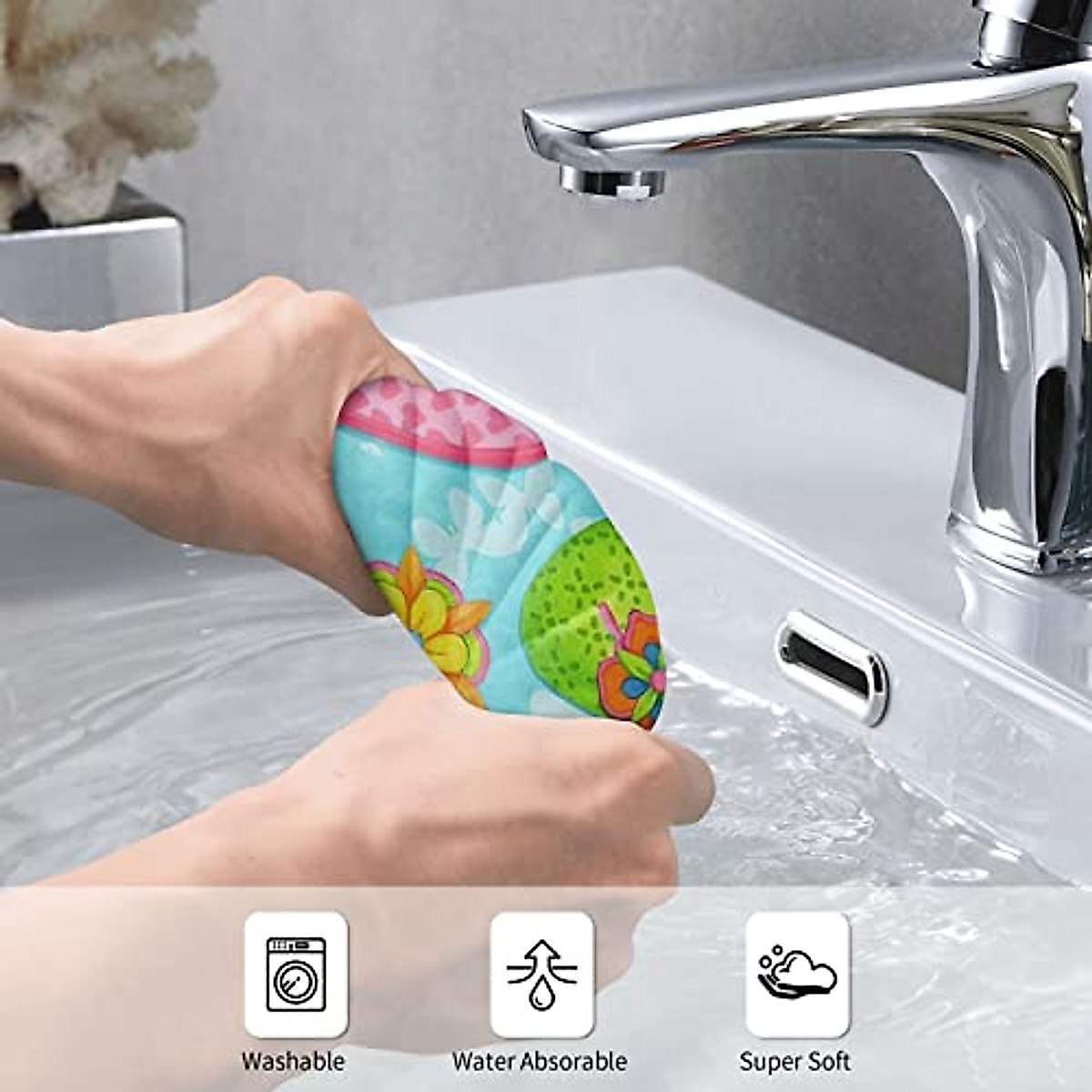 Summer Slippers Hand Towels for Bathroom,Turquoise Pink Orange Flip Flops Sunflower Flowers Towels 16"x28" Ultra Soft Absorbent Bathroom Hand Towel for Face,Gym,Tea,Teal Kitchen Dish Towel Set of 2