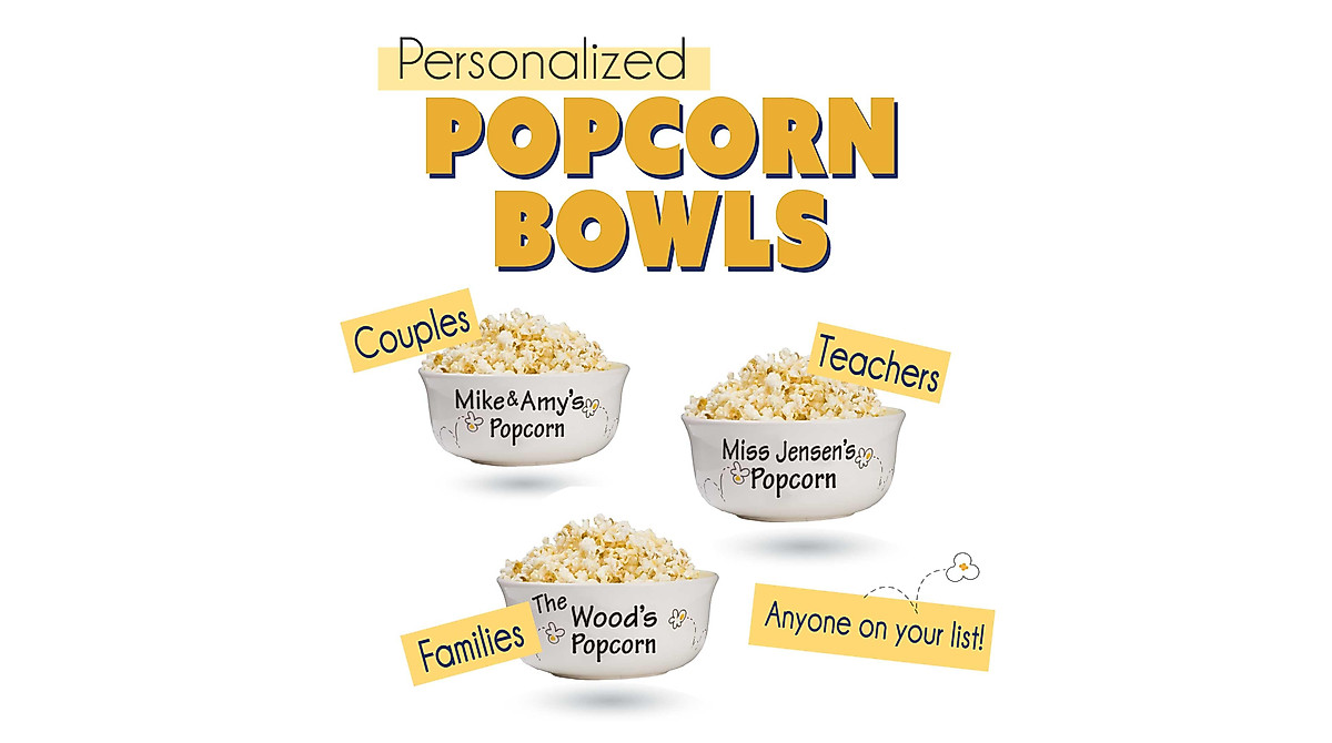Personalized Ceramic Popcorn Bowl for Movie Night & Gifts