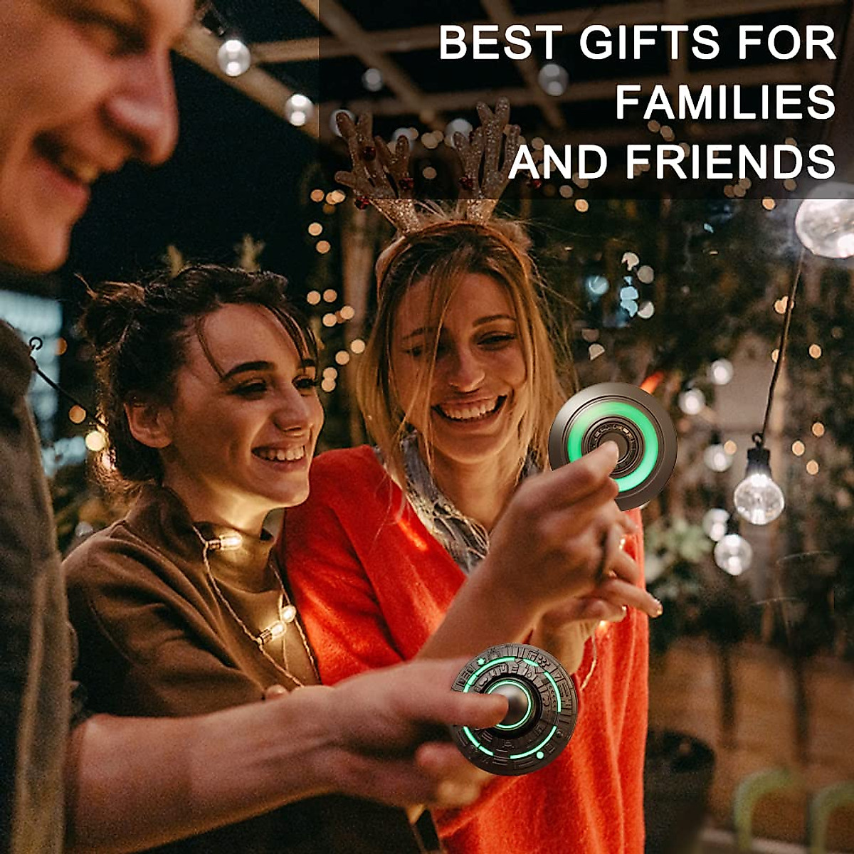 Cool Spaceship Fidget Spinners Metal, UFO Model Finger Hand Spinner, Stress Desk Fidget Toys Gift for Kids & Adults, Luminous Night Effects, Exclusive Desk Spinning Top Prizes