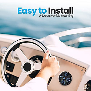 Pyle Amplified Wireless Bluetooth Audio Controller - 300 Watt Bluetooth Media Button, Waterproof Marine Receiver Remote Control W/Aux, Mount for Car Truck Boat Marine Powersport Vehicles - PLMRBT18