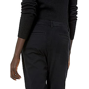 Amazon Essentials Women's Classic Straight-Fit Stretch Twill Chino Pant, Black, 10