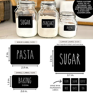 QUART + PINT 134 Kitchen Pantry Labels for Containers. Preprinted Retro Handwritten Style. Black Matte Sticker White Text. Waterproof Stickers. Organization Labels for Jars Canisters & Storage Bins.