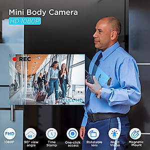 Sheawasy Body Camera 1080p, Wearable Body Worn Cameras, Pocket Bodycam for Law Enforcement, Security Guard, 4 Hours Battery Life, 32GB inside, for Indoor and Outdoor Us