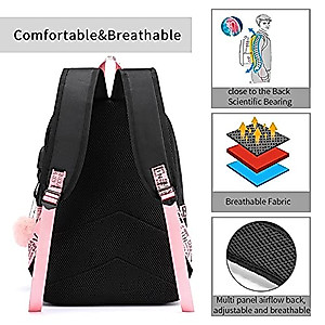 Depulat USB Kpop Backpack Casual Backpack Kpop Laptop Bag College Bag Book Bag Fashion Daypack (one size, Black-1)