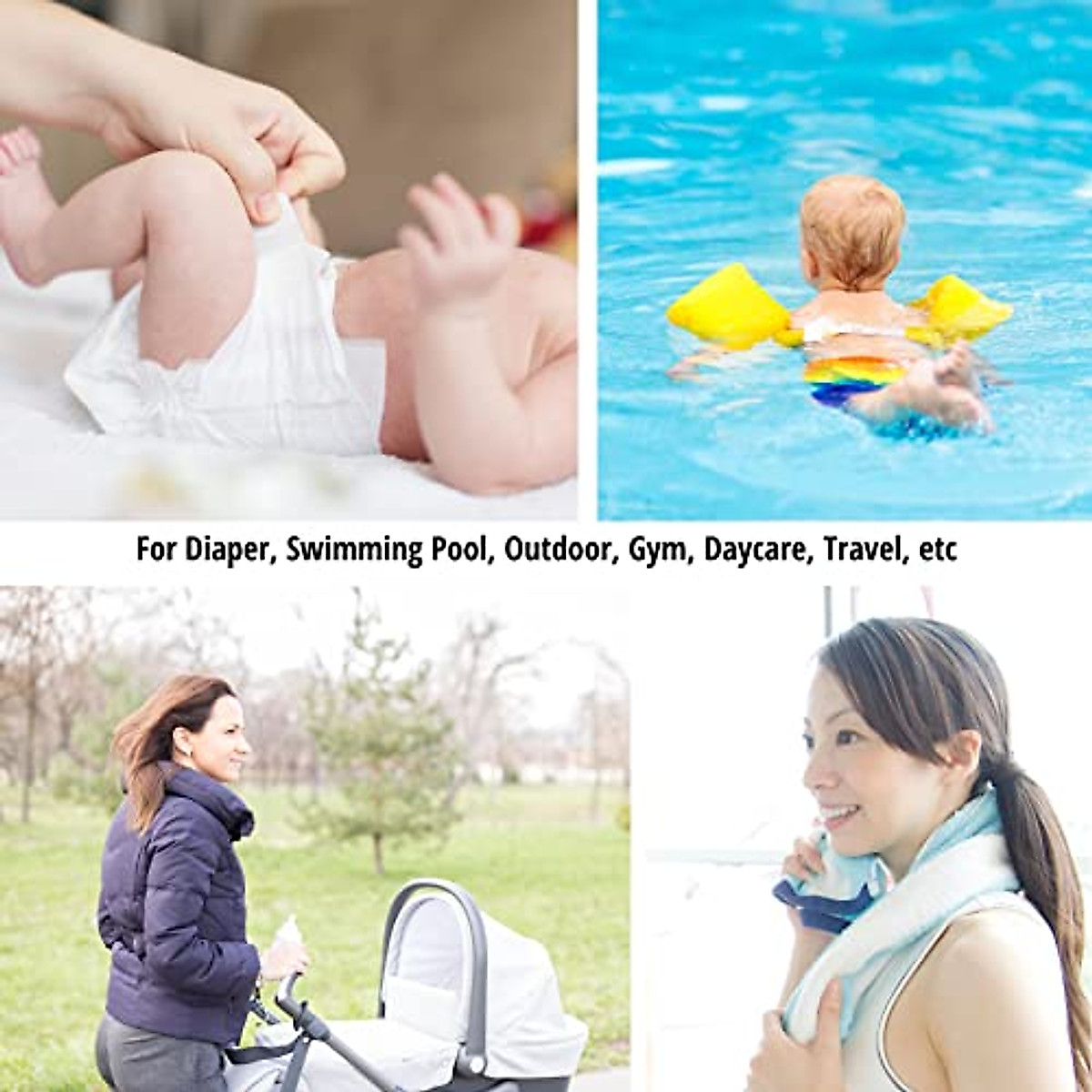 Waterproof Wet Dry Diaper Bags. 2 Pockets, Washable, Reusable for Beach, Pool, Daycare, Stroller, Snowboard Travel, Cloth Towel 12”x14” 2 Pieces (Navy Blue & Aqua)