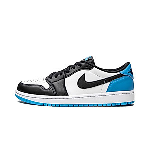 Nike Women's Air Jordan 1 Low UNC Basketball Shoe, White/Dark Powder Blue/Black, 7.5