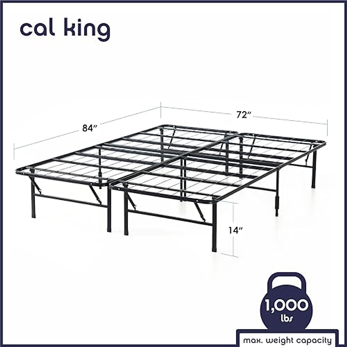 Best Price Mattress New Innovated Box Spring Platform Metal Bed Frame / Foundation, California King
