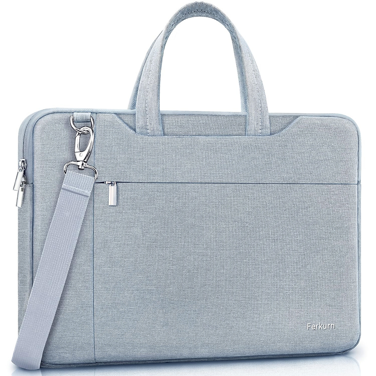 Ferkurn Laptop Bag Case Women Men Computer Sleeve with Shoulder Compatible with HP Envy Pavilion/Inspiron/Thinkpad/Vivobook/MSI/Surface,Waterproof Briefcase with Handle, Light Gray, 17 17.3 Inch