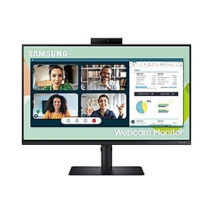 SAMSUNG S40VA Series 24-Inch Computer Monitor, HDMI Monitor, 75Hz Monitor, IPS Monitor, Built-in Webcam, Built-in Speaker & Mic, FreeSync Premium (LS24A400VENXZA) (Renewed)