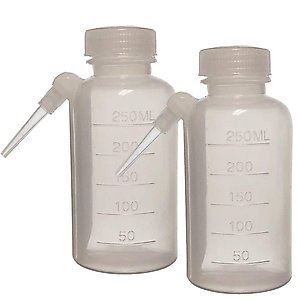 250ml Unitary Wash Bottles, Wide Mouth, Molded Graduations, LDPE, Karter Scientific (Pack of 2)