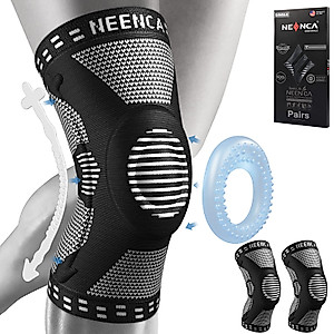 NEENCA 2 Pack Knee Braces for Knee Pain, Compression Knee Sleeves with Patella Gel Pad & Side Stabilizers, Knee Support for Meniscus Tear, Arthritis, Joint Pain, ACL, Runner, Workout- FSA/HSA APPROVED