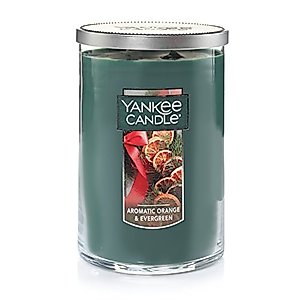 Yankee Candle Aromatic Orange & Evergreen Scented, Classic 22oz Large Tumbler 2-Wick Candle, Over 75 Hours of Burn Time