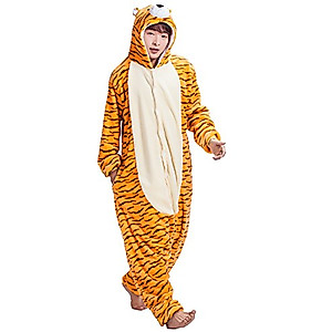 JJEUWE Adult Tiger Suit Pajamas Kigurumi Hoodie Jumpsuit Playsuit M