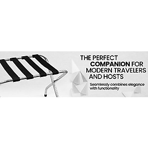 Folding Luggage Rack for Guests - Luggage Rack for Guest Room with Metal Foldable Stand Nylon Belts & Rubber Feet for Stability, Heavy Duty Suitcase Stand for Suitcases, Must Have for Hotel & Bedroom