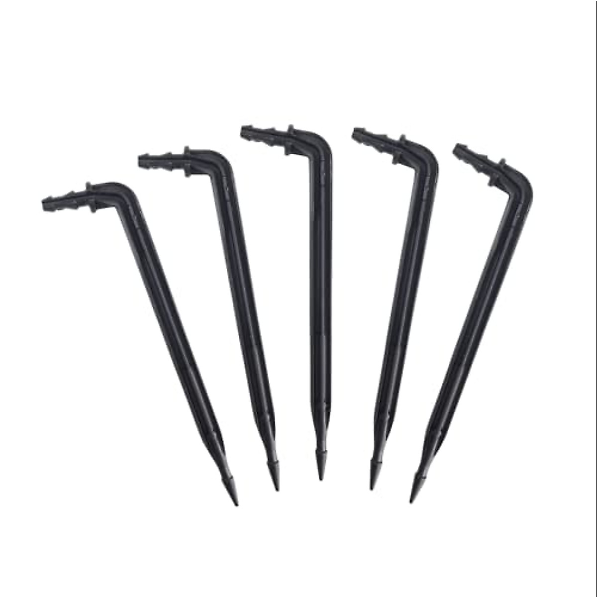 100-Pack 4" Inch Angled Drip Emitter Stake, (FITS 1/4" & 1/8" TUBING) for Precise Watering & Irrigation, Greenhouse, Container Gardening, Home Garden, and Hydroponics Growing