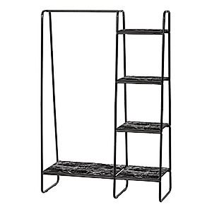IRIS USA Garment Rack, 5-Shelves, Clothes Racks for Closet Organization, Plant Stand, Marble Black